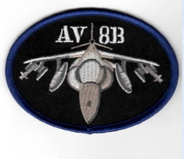 3.5" MARINE CORPS VMA AV-8B OVAL BLUE BORDER MILITARY EMBROIDERED PATCH ...