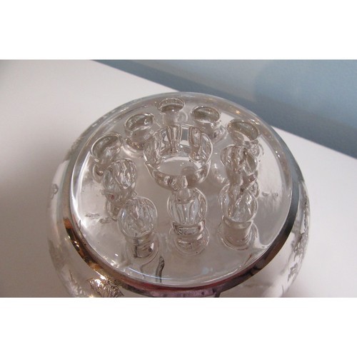 Vintage Viking Glass 3-Legged Silver Overlay Rose Bowl Flowerlite w ...