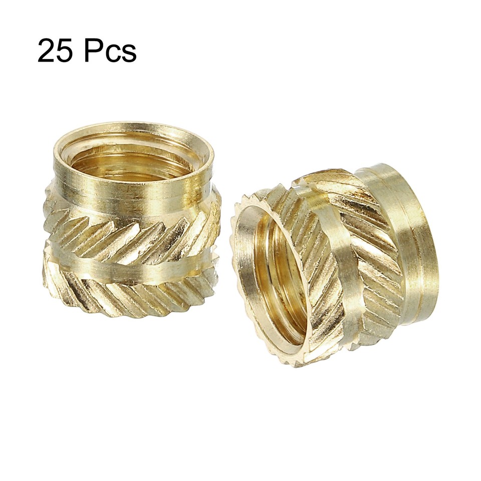 25pcs Knurled Insert Nuts M8 x 8mm L x 10mm OD Brass Heat Set Insert ...