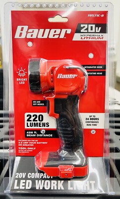BAUER 20 v VOLT CORDLESS TOOL LED 220 LUMEN WORK SPOT LIGHT FLASHLIGHT ...
