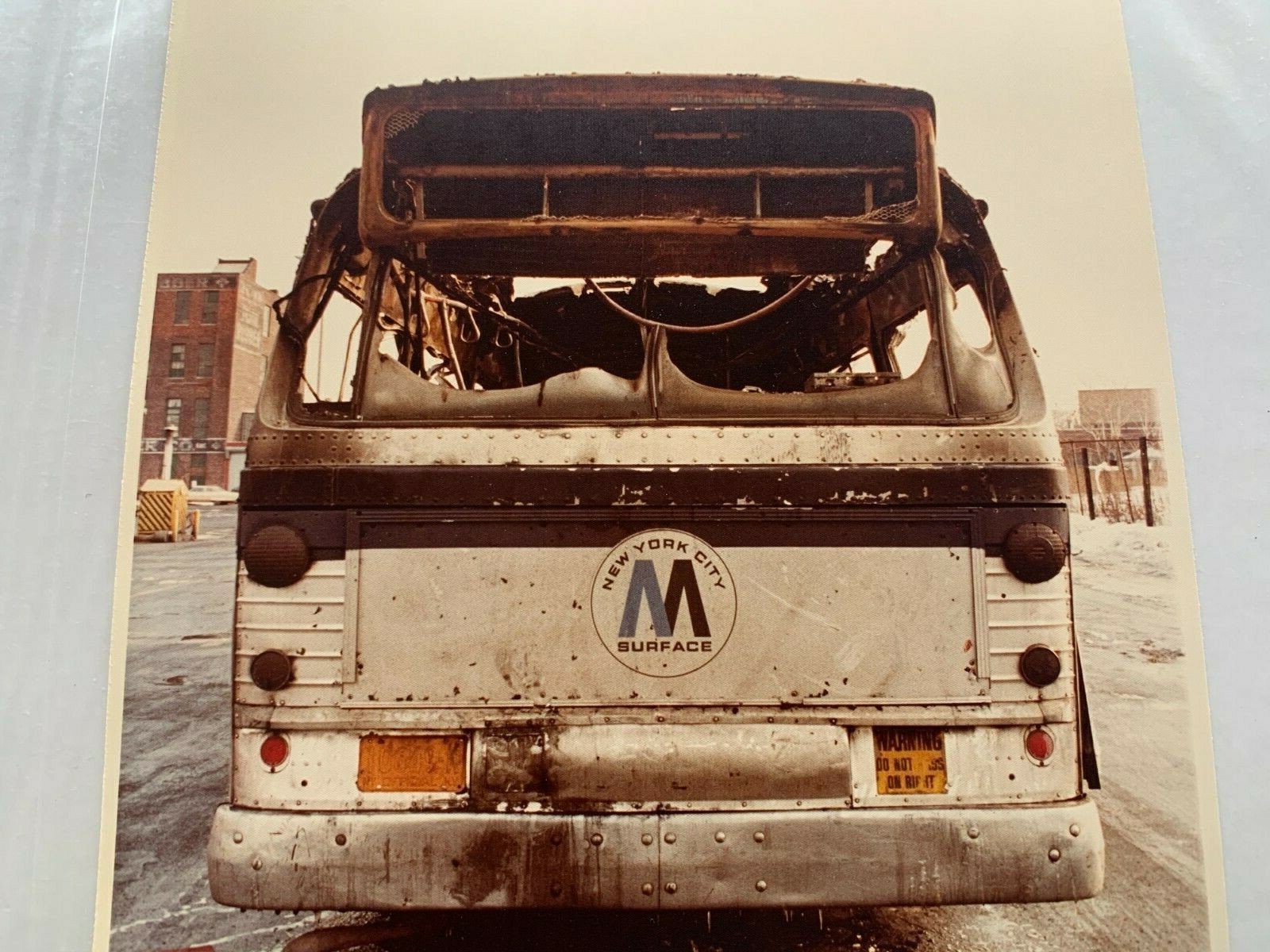 8X10 NY NYC SURFACE TRANSIT BUS FIRE RAVAGED DAMAGE REPORT WINTER ...