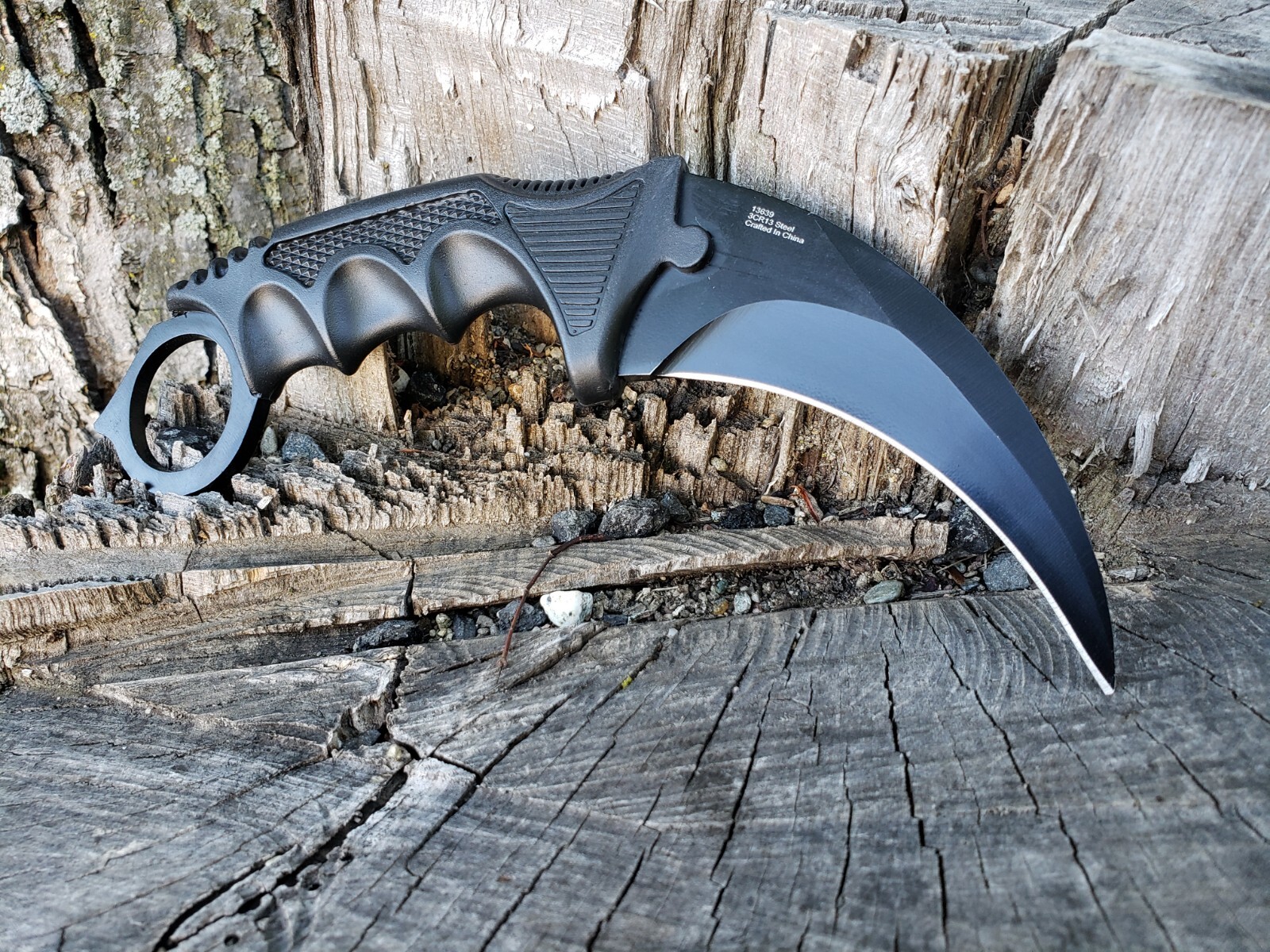 Karambit Neck Knife Hawkbill Fixed Blade Concealed Carry All Black CSGO ...