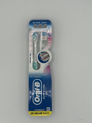 2 Pack Oral-B Gum Care Compact EXTRA SOFT Toothbrushes Teeth Dental ...