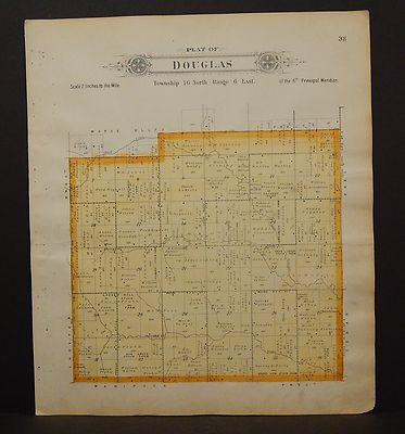 Nebraska Saunders County Map Douglas Township 1907 Double Side Q7#67 | eBay
