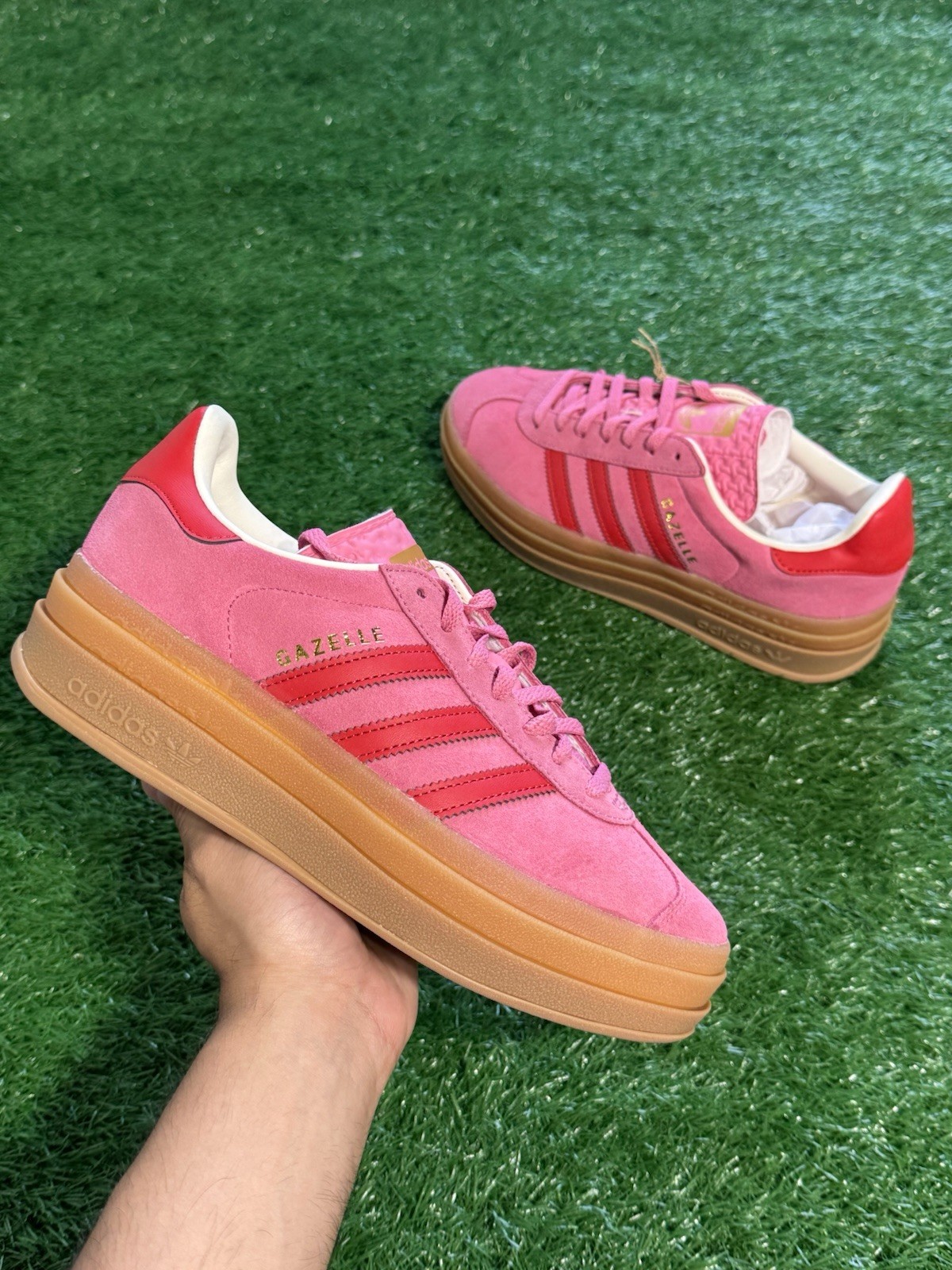 Adidas Gazelle Bold GS Pink Red Brown Women 6.5 Youth 5 JQ7407 | eBay