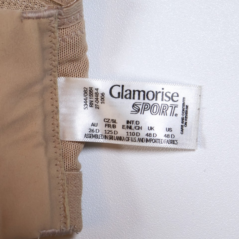 Glamorise Sport Bra Magic Lift Size 48D Style 1006 Solid Beige Wireless ...