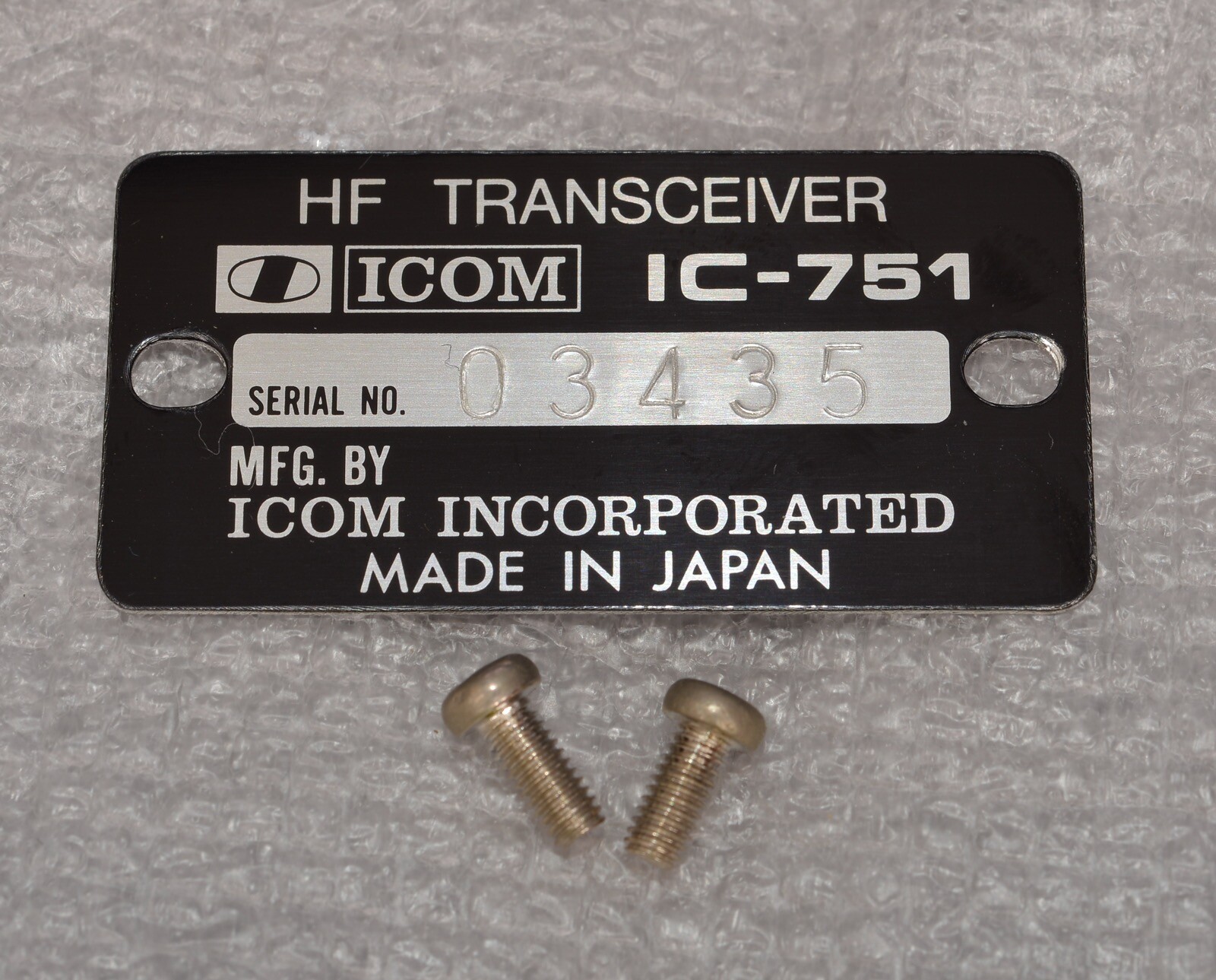 ICOM IC-751 PARTS: MFG ID/SERIAL NUMBER TAG | eBay