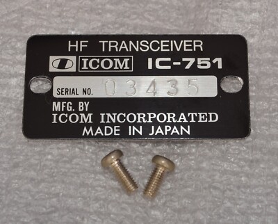 ICOM IC-751 PARTS: MFG ID/SERIAL NUMBER TAG | eBay
