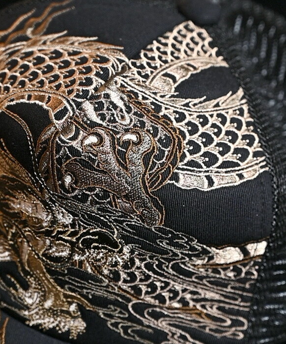 Mens Trucker Mesh Cap Japanese Pattern Embroidery Dragon Tiger Phoenix ...