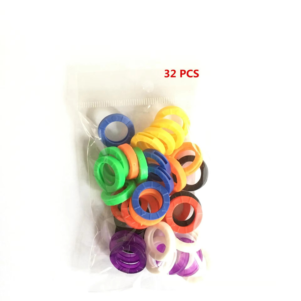 10x Coloured Key Top cover Caps Assorted Head Covers ID Tag Cap Ring ...