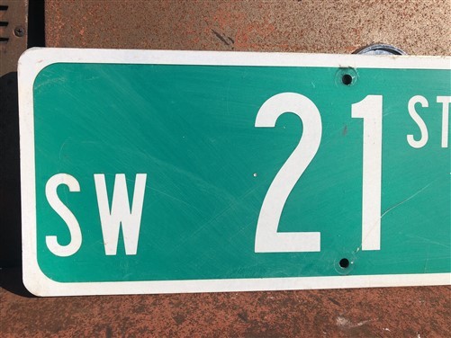 SW 21st Av Street Sign, 9x24 Vintage Green Road Sign, Metal Road Sign ...