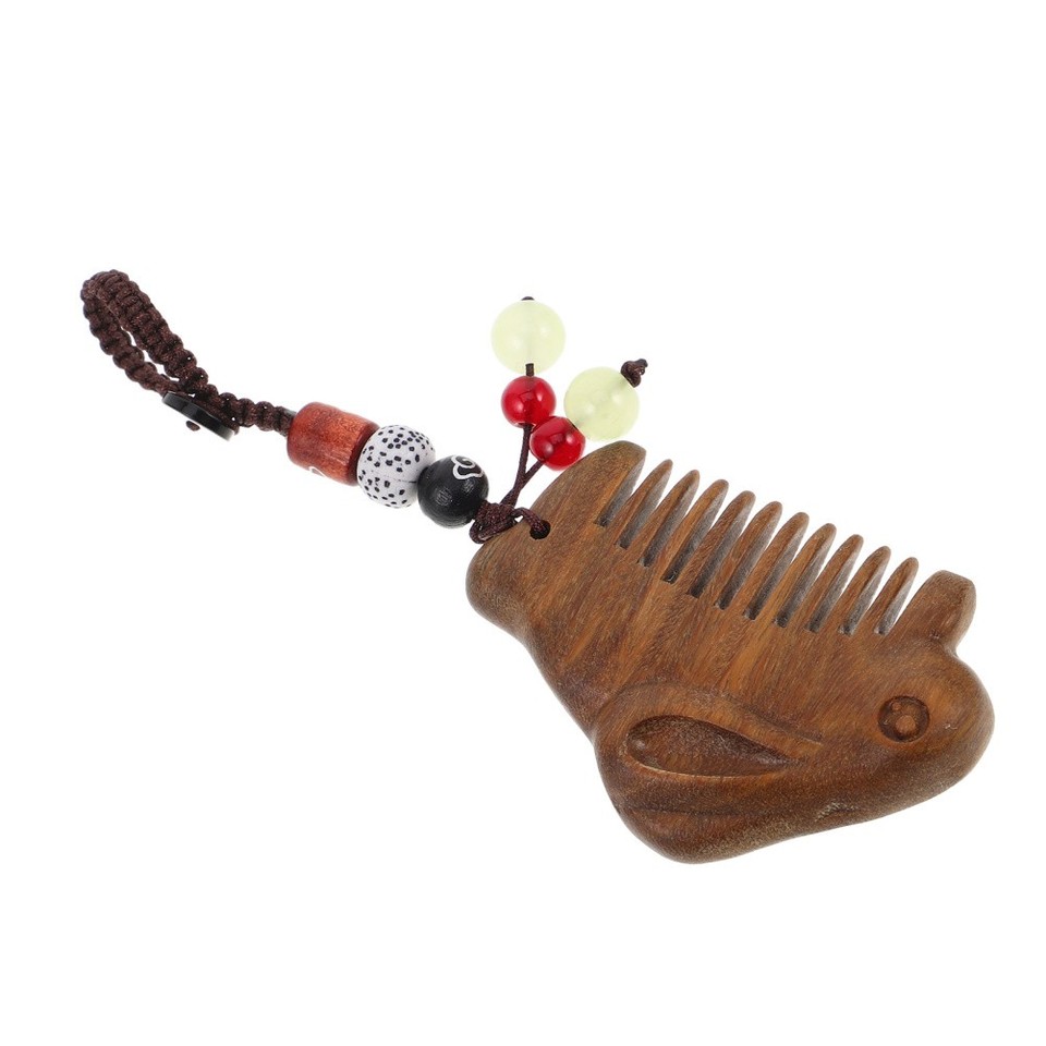 Mini Wood Comb Carved: Pocket Comb Sandalwood with Braided Rope for ...