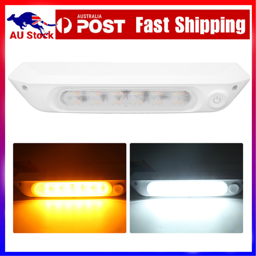 12V 287mm Dual LED Awning Light With Switch Amber White Waterproof ...