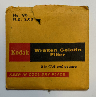 KODAK WRATTEN GELATIN FILTER NO 96 2.00 3" or 75mm Square W/ Filter ...