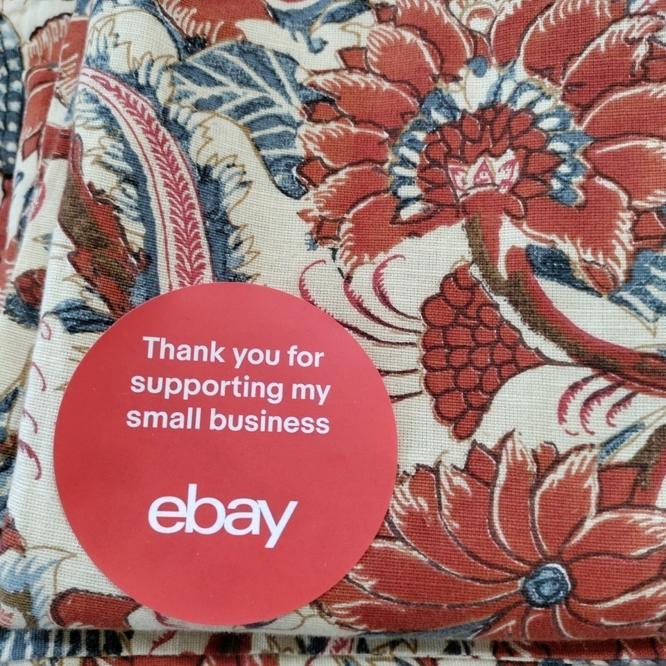 Pottery Barn JORDAN PALAMPORE Reversible Quilt 2 Shams Rust Orange Blue ...