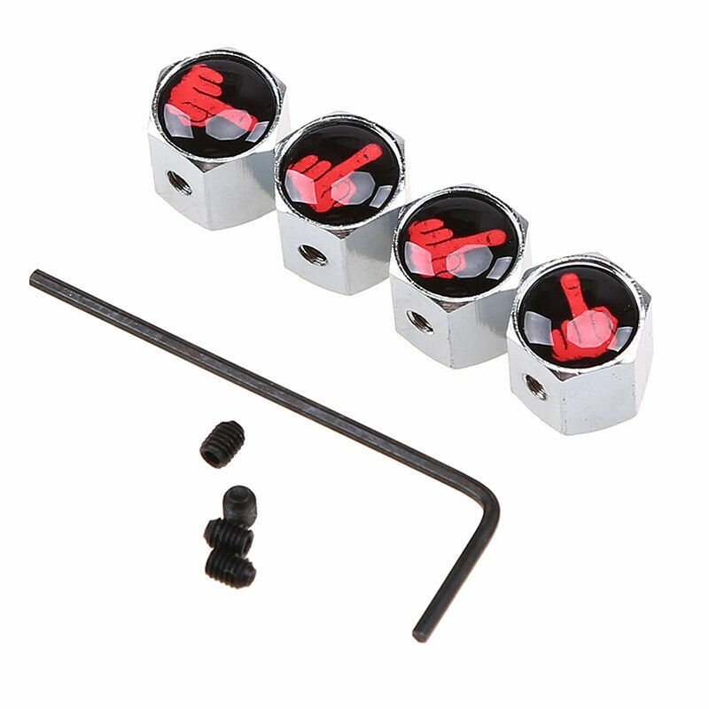 4Pcs Car Wheel Tire Valve Stems Caps Covers Locking Middle Finger ...