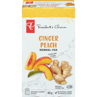 3 x President's Choice Ginger Peach Herbal Tea (40g each box) - Canada ...