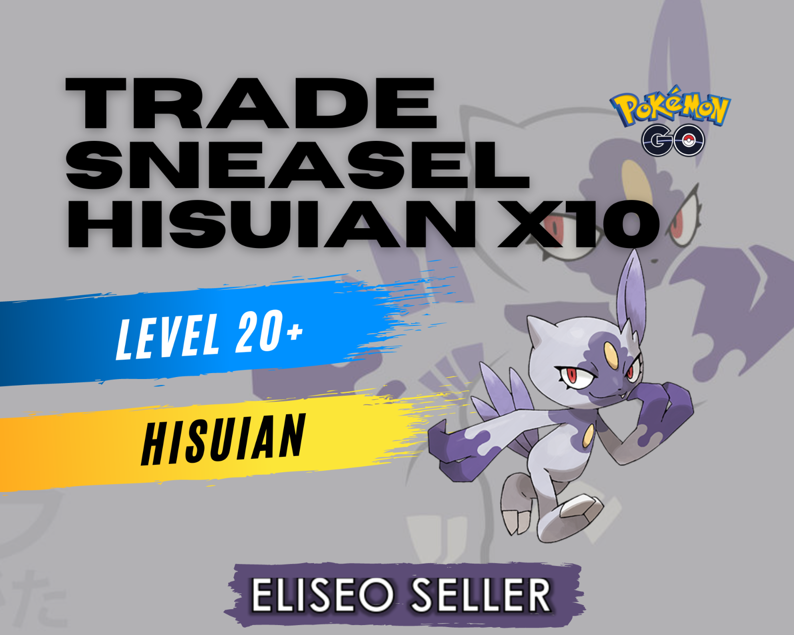 Pokemon Sneasel Hisuian x10 GO - Chance Lucky - Pack Sneasel Level 20 ...