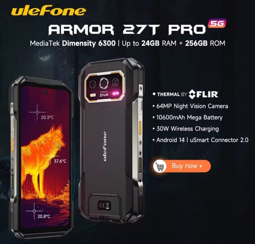 Ulefone Armor 27T Pro 5G Rugged Smartphone Thermal Imaging Camera ...