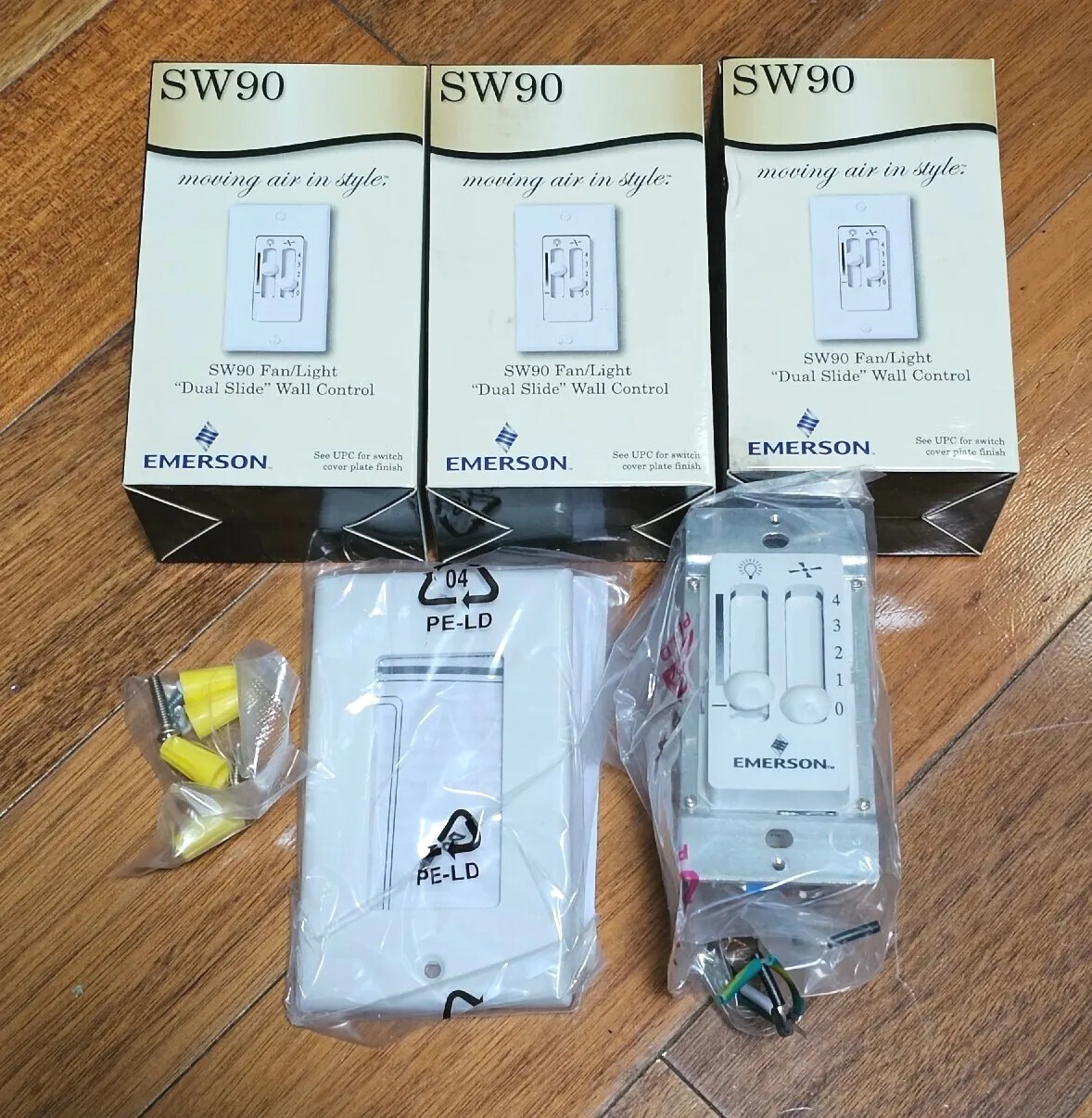 (3) Emerson SW90W Ceiling Fan/Light Dual-Slide Control. White 12DB3UP ...