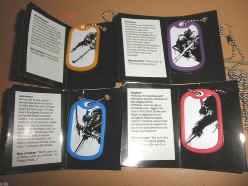 TMNT movie 4 Dog Tags set Teenage Mutant Ninja Turtles Raph Don Mike ...