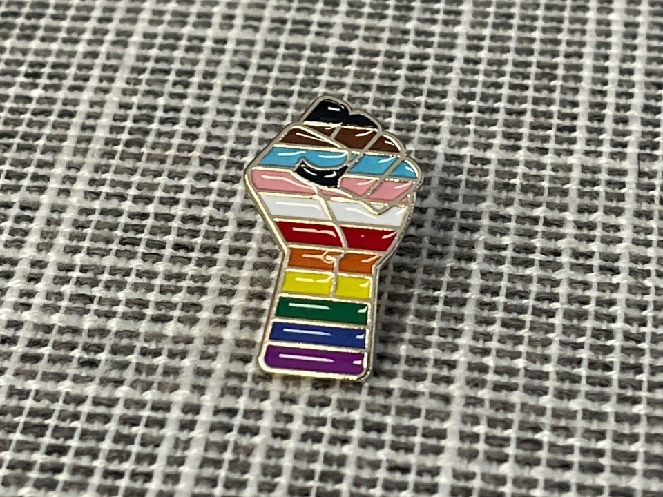Progress Pride Fist Enamel Lapel Pin LGBTQ+ Equality Inclusive Flag ...