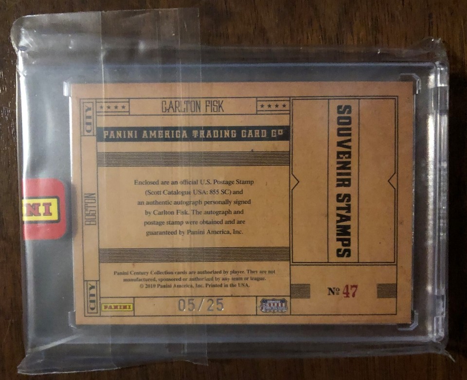 2010 PANINI CENTURY SOUVENIR STAMPS #47 CARLTON FISK AUTO 05/25 | eBay