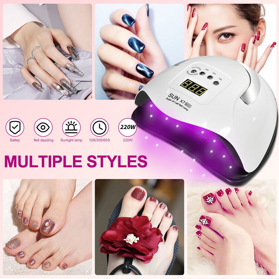 220W Nail Dryer LED Lamp UV Light Polish Gel Curing Machine Electric ...