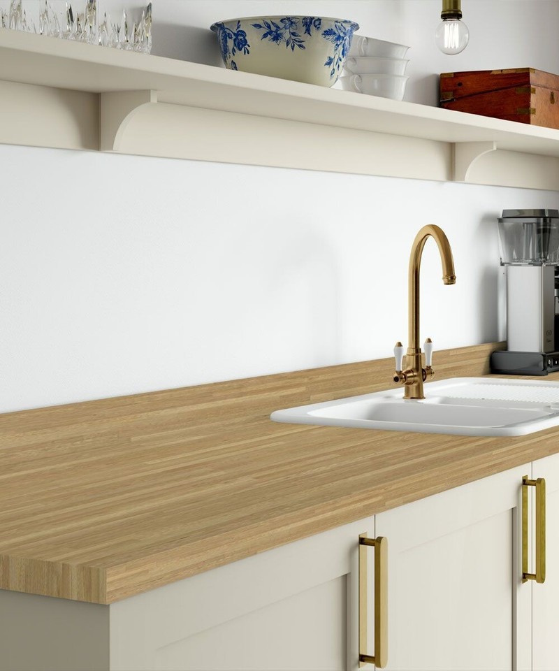 Omega Blocked Oak Square Edge Worktop | Various Sizes, Upstands ...
