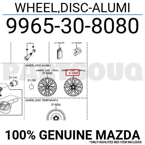 9965308080 Genuine Mazda WHEEL,DISC-ALUMI 9965-30-8080 | eBay