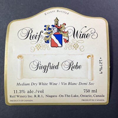 Vintage Reif Estates Winery Siegfried Rebe White Wine UNUSED Paper ...