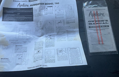 Aprilaire Humidifiers Owners Manual Instructions Installation Model 760 ...