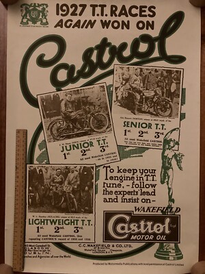Castrol 1927 Races ‘Again Won On’ Reproduction Poster 60 x 45 cm | eBay ...