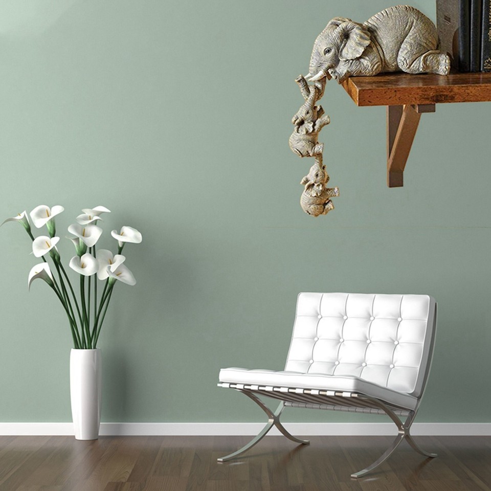 Elephant Resin Ornaments 3-Piece Decor, 1 Elephant Mothers and 2 ...