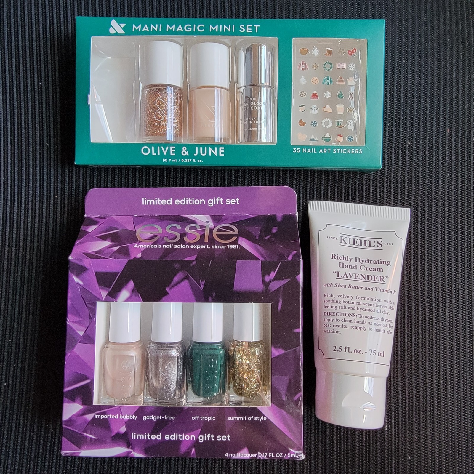 Essie Nail Polish Set + Kiehls Lavender Hand Cream + Olive&June Nail ...