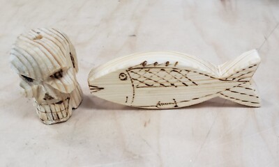 Odudua Oduduwa Oddua tools skull and fish wood Yoruba Santeria Ifa ...