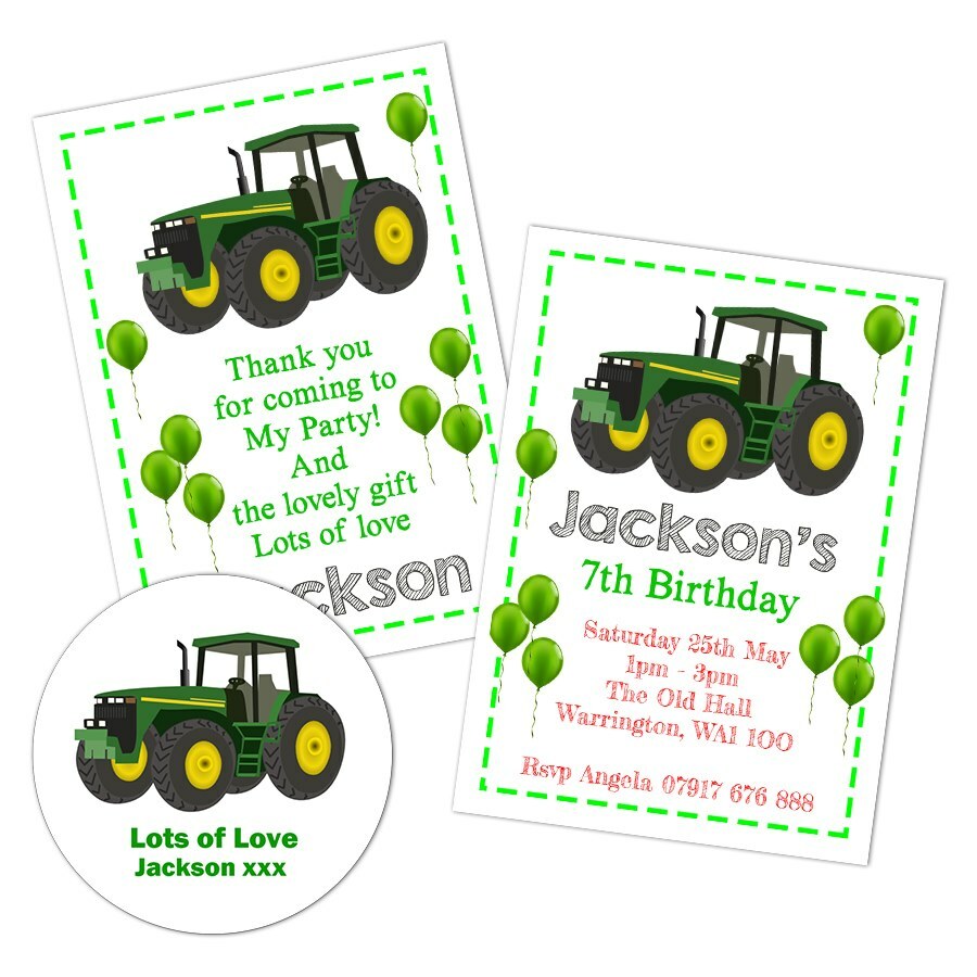 Tractor Party Theme Invitation