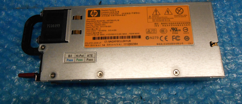 HP DPS-750RB A 750W Power Supply PSU 506822-101 511778-001 HSTNS-PD18 ...