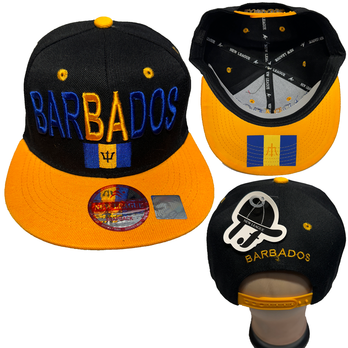 BARBADOS Flag 3D Embroidered Snapback Adjustable Baseball Cap Hats LOT ...