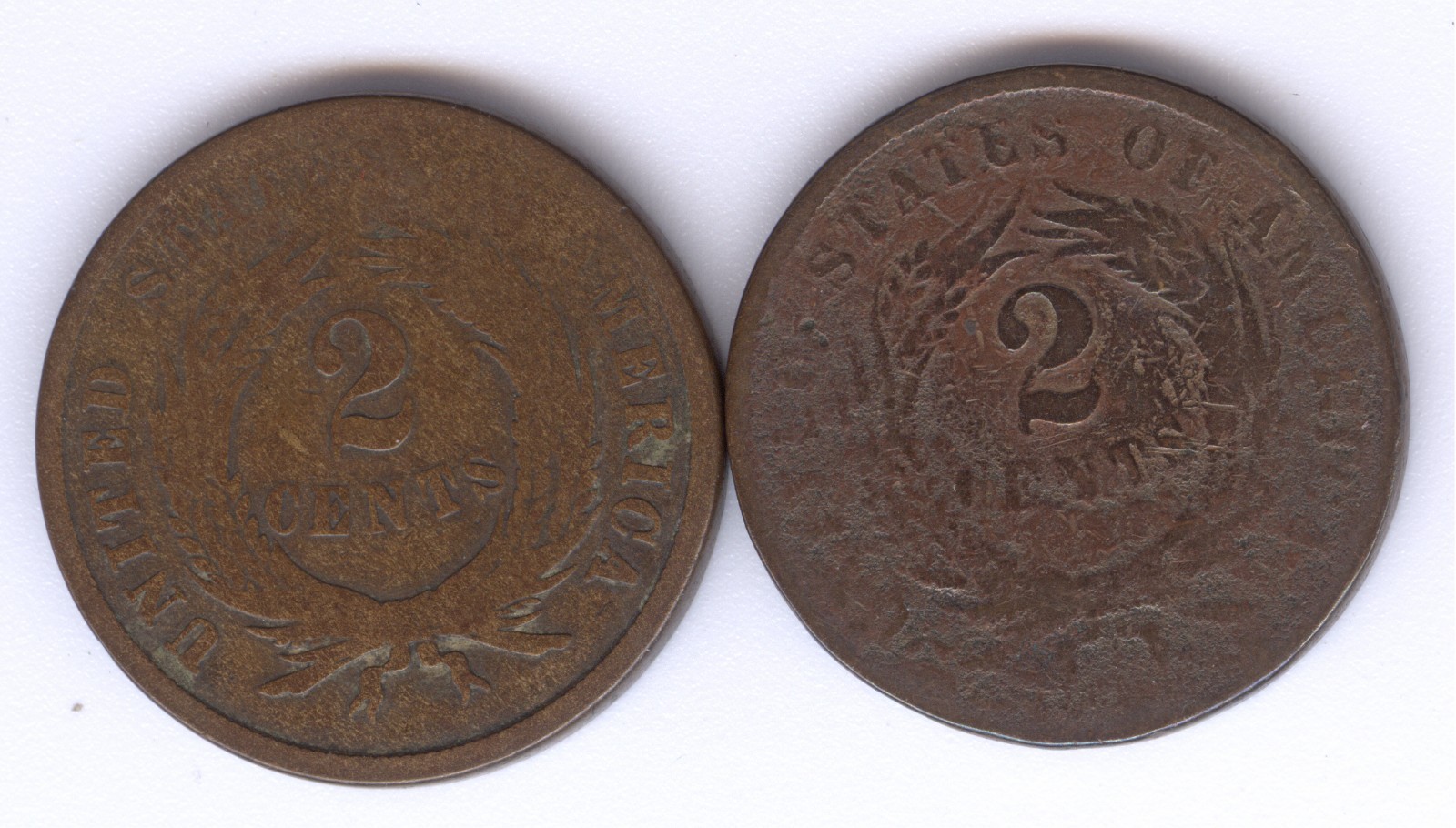 Lot of TWO (2) - Two Cent Copper Coins + 1865 & 1866 + No Reserve! | eBay