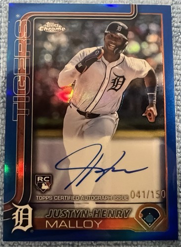 2025 Topps Chrome- Justin-Henry Malloy True Blue Auto /150 RC | eBay