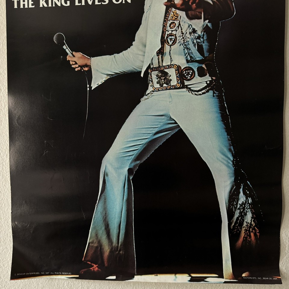 Poster: Elvis Presley 1977 Boxcar Vintage “The King Lives On” Lot Promo ...
