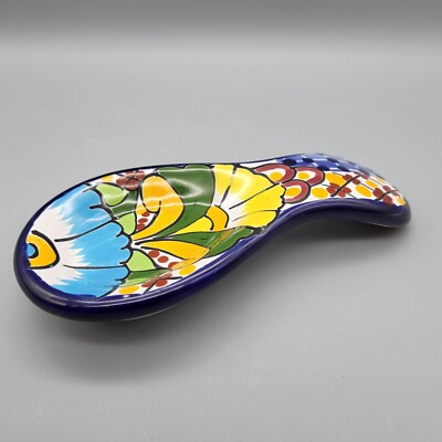 Mexican Talavera Pottery Spoon Rest Hand Painted 7 1/2” | eBay