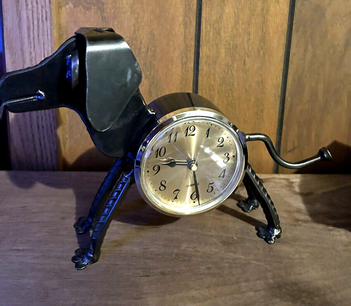 Homemade Folk art scrap metal welded dog clock sculpture | eBay