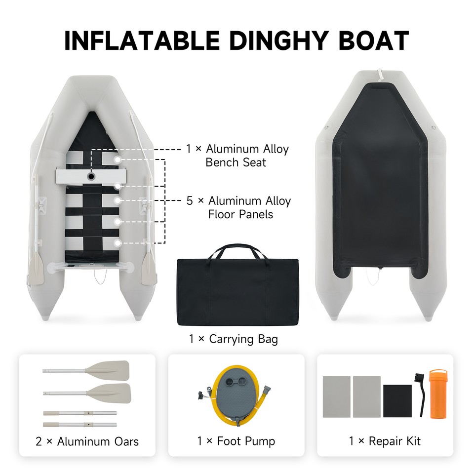 10ft Inflatable Boat Dinghy 4 Person White Water Rapids Outboard Motor ...