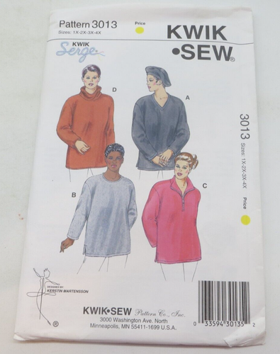 KWIK SEW 3013 Sewing Pattern UNCUT Womens Shirts & Hat sizes 1x-2x-3x ...