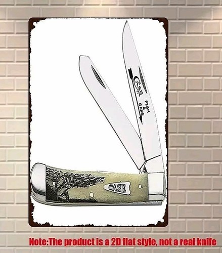 VTG Case XX Pocket Knife Metal Wall Artwork Sign-2 BLADE JUMBO TRAPPER ...