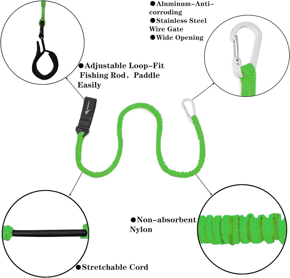 MOPHOEXII 4-Pack Kayak Paddle Fishing Rod Leash Lanyard Stretchable ...