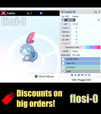 Pokemon Sword and Shield 6IV Shiny Sobble Gigantamax Hidden Ability ...