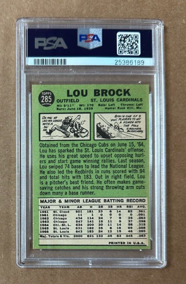1967 Topps Baseball Lou Brock Card #285 Graded PSA 7 NM Cardinals | eBay